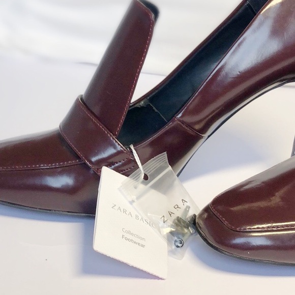 Zara | Shoes | Hp Zara High Heel Burgundy Loafers | Poshmark